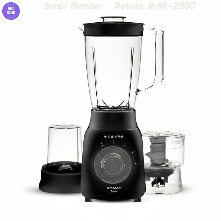 Sonai Blender – Rotato 3X1, 500 Watt 1.5L, 3 Speeds , Black - MAR-2500 ...